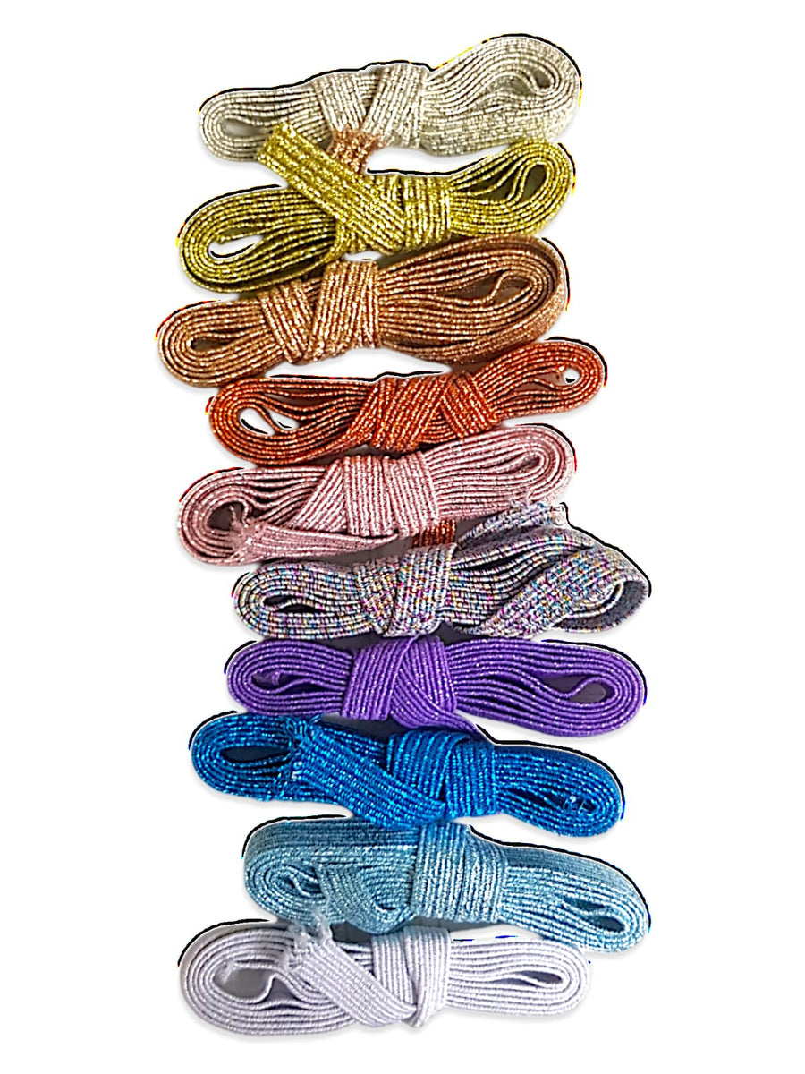 Paquete de 10 elasticos planos surtidos metálicos (1m x color) – Scrapfer